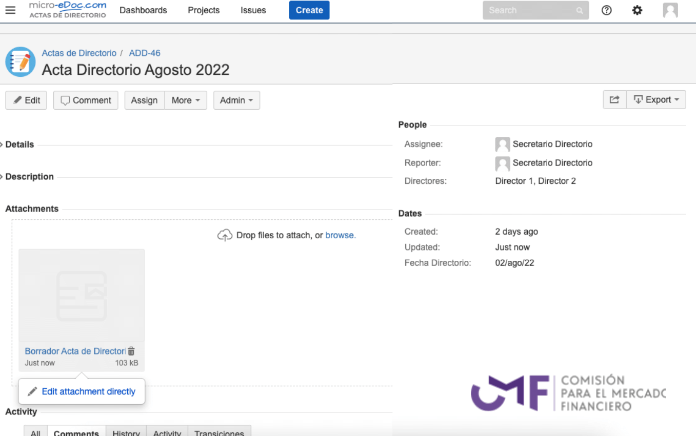 Software para la gestión de actas de directorio - MicroeDoc